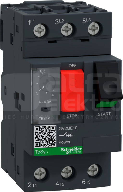 GV2ME 4-6,3A Wyłącznik silnikowy z napędem przyciskowym - Sonepar